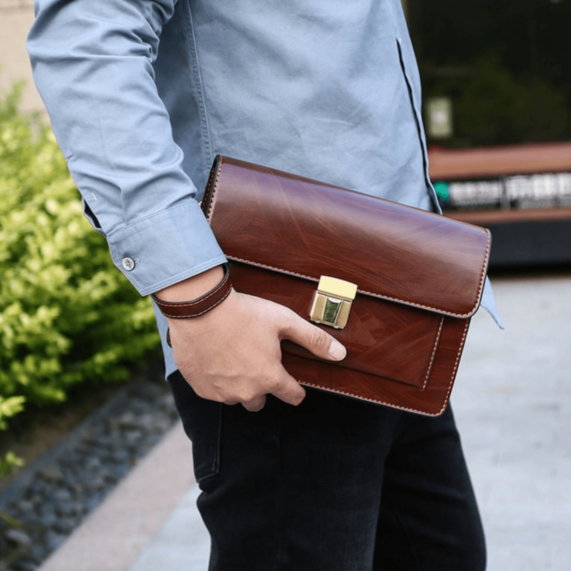 Handcrafted phone leather clutch wallet